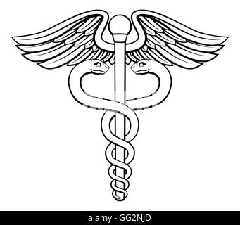 Caduceus medical symbol with the two snakes becoming a human DNA double ...