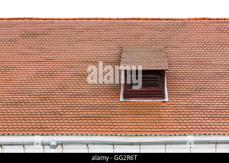 Weathered red tiled roof with dormer window Stock Photo - Alamy