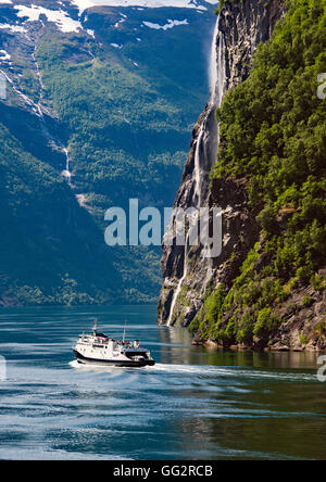 ferry in Geiranger Fjord Stock Photo - Alamy