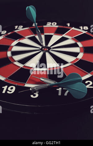 Details of a dartboard, close up with focus on the center. Stab target ...