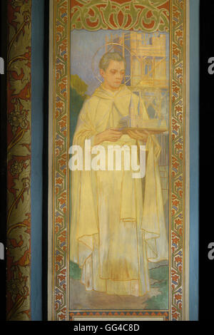 Blessed Hroznata of Bohemia. Art Nouveau mural from 1901-1903 by Czech ...