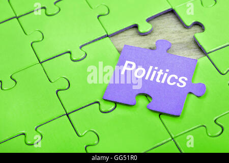 Puzzle pieces with word Politics Stock Photo - Alamy
