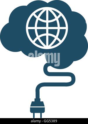 brain human wire cable plug icon Stock Vector Image & Art - Alamy