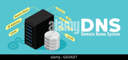 Domain name system DNS concept banner header connected icon set symbol ...