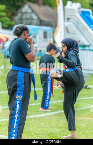 Self defence karate kick Stock Photo - Alamy