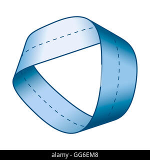 Blue Moebius strip or Mobius band. Surface with only one side and one ...