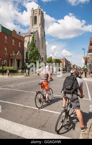 Promenade Masson and Saint-Esprit de Rosemont church in Montreal Stock ...