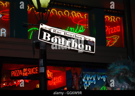 Neon signs on Bourbon Street in The French Quarter, New Orleans Stock ...