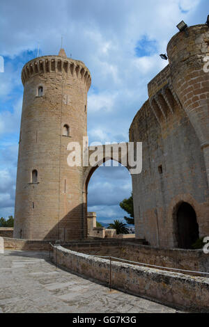 Donjon tower of Bellver Castle (Castell de Bellver) Gothic-style ...