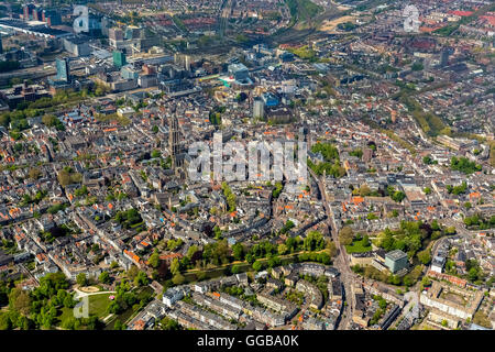 Aerial view, downtown Utrecht, overview with the Dom Tower in Utrecht ...