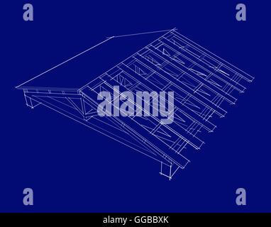 Roof construction industry and design. Wooden framing trusses, roof ...