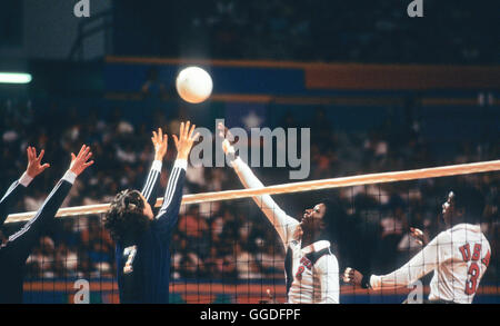#8 Rose Magers, USA women's 1984 Olympic volleyball team, in action ...