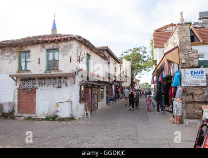 Turkey, Side, Shops in the old town at dusk Stock Photo - Alamy