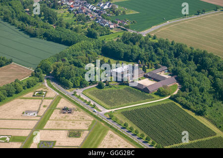 Aerial view, the Nikolauskloster Monastery at Schloss Dyck, Jüchen city ...