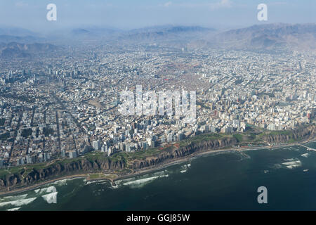 Lima Peru - May 11 : Aerial view of the City of Lima with the mountains ...