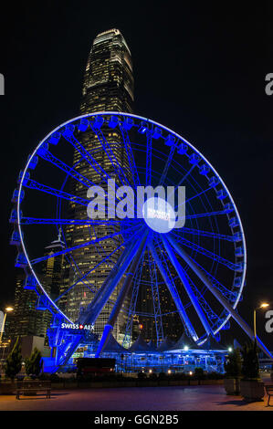 Hong Kong observation wheel and the IFC2 building, Victoria harbor ...