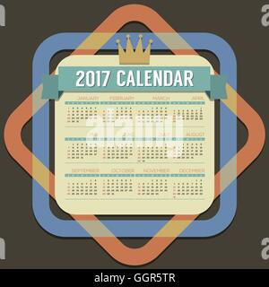 2017 Printable Calendar 12 Months Starts Sunday. Colorful Truck’ Side ...