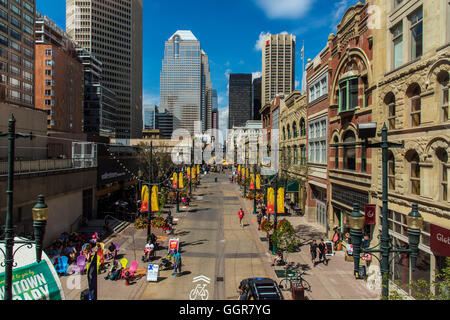 downtown Pedestrian shopping street Stephen Avenue Calgary Alberta ...