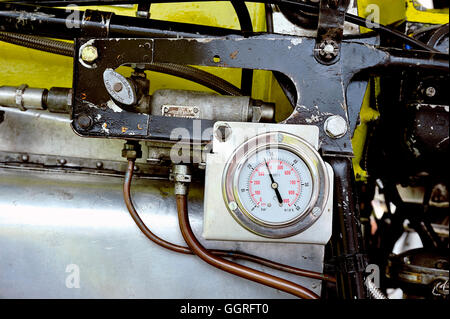 Detail of an engine of an old biplane Stampe on the Mende airfield in ...