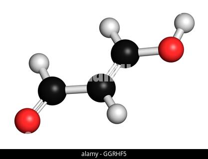 Malondialdehyde (MDA, enol form) molecule. Marker of oxidative stress ...