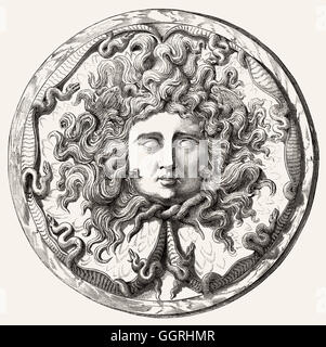 Portrait of the Gorgon Medusa, with head of snakes, Greek mythology, on ...