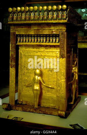 Gilded canopic shrine which was found in the treasury room of Pharaoh ...