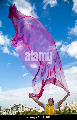 New York clown duo Acrobuffos performing part of Air Play, part of ...