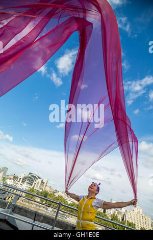 New York clown duo Acrobuffos performing part of Air Play, which will ...