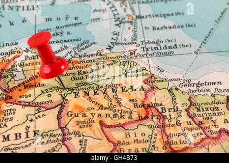 Red pin on Venezuela map Stock Photo - Alamy