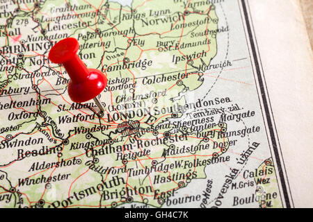 Location pin on map london Stock Photo - Alamy