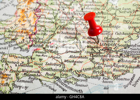 Location pin on map london Stock Photo - Alamy