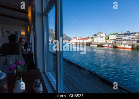 Fiskekrogen restaurant, Henningsvaer. Norway food and drink Stock Photo ...