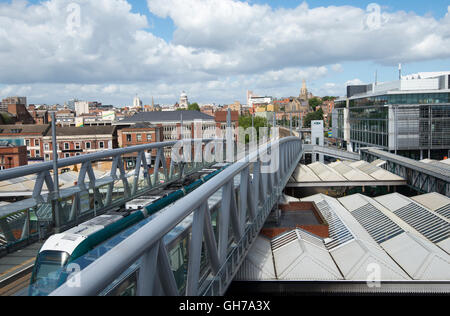 Tram line coming into Nottingham Train Station in Nottingham City ...