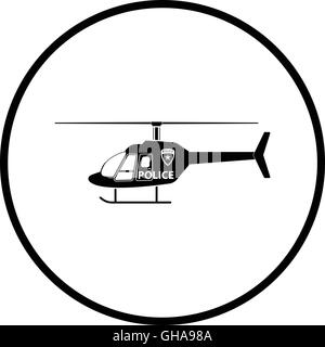 Police helicopter icon. Thin circle design. Vector illustration Stock ...