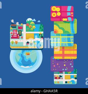 Vector Illustration of GIS Spatial Data Layers Concept for Infographic ...