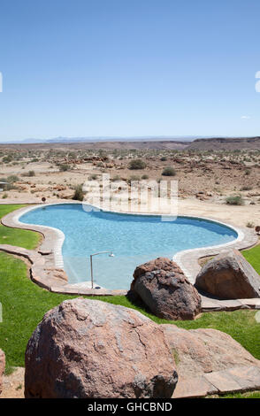 Canyon Lodge Resort Grounds - Swimming Pool - in Namibia Stock Photo ...