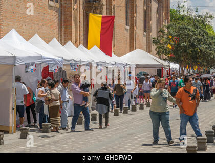 CUENCA, ECUADOR, NOVEMBER - 2015 - People at traditional street at the ...