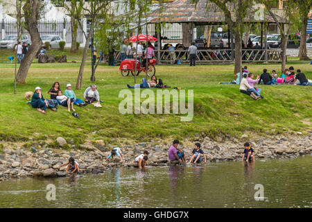 CUENCA, ECUADOR, NOVEMBER - 2015 - People at traditional street at the ...