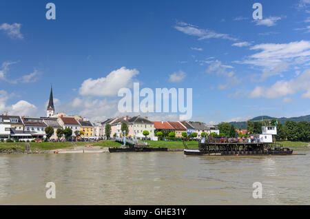 Ottensheim: Cable ferry across the Danube , city and castle Ottensheim ...