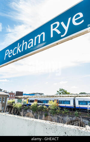 Peckham Rye train station platform, overground, South East London ...