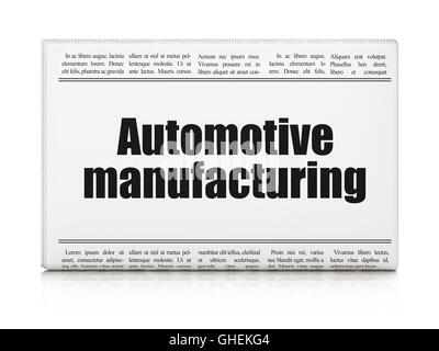 Manufacuring concept: newspaper headline Automotive Industry on White ...