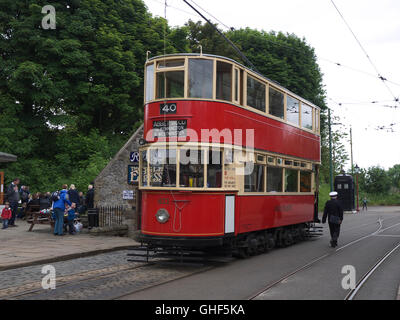 Vintage London tram preserved at Crich Tramway Museum near Matlock ...