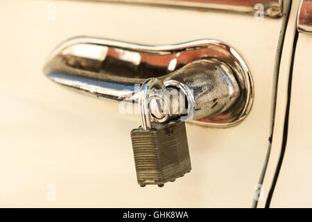 external car door handle, lock part mounting element. on white ...