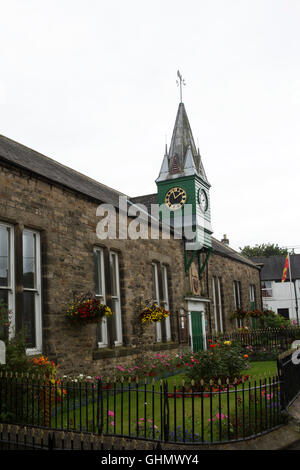 Bellingham Town Hall in Northumberland, England. The stone building has ...