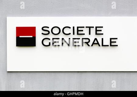 Sign and logo for Societe Generale a French multinational banking and ...