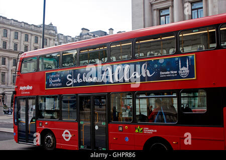 A London bus advertising "Subham Allah" encouraging Muslims to donate ...