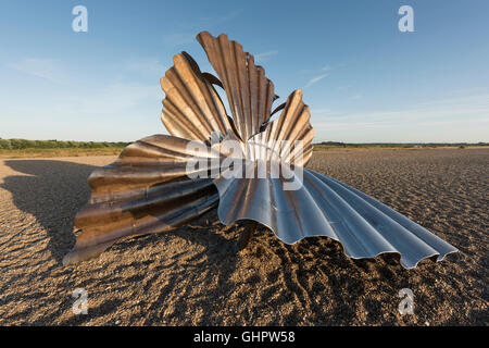 Maggi Hambing's scallop metal sculpture on the beach at Aldeburgh ...