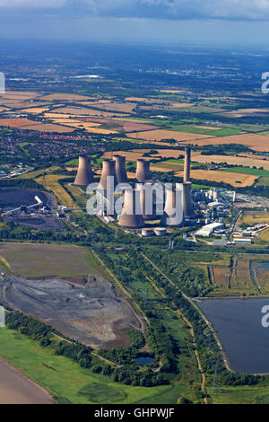 aerial view of Fiddlers Ferry Power Station near Widnes, Cheshire, UK ...