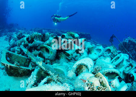 Shipwreck Yolanda and scuba diver on Ship wreck, Ras Mohammed, Yolanda ...