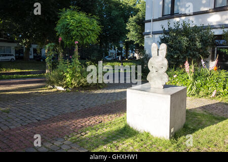 A statue of Miffy (Nijntje in Dutch) and a picture of the late Dutch ...